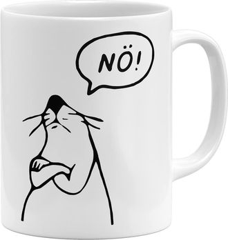 OM3 Lustige Tasse mit Spruch - Otter - Keine Lust - Dagegen! | Keramik Becher | 11oz 325ml | Beidseitig Bedruckt | Weiss