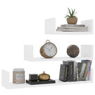Generic 3X Wandregal U-f&ouml;rmig, H&auml;ngeregal, Lounge B&uuml;cherregal, Wandboard Dekoregal, Schweberegal, CD/DVD Regal, Wand Deko, Holzwerkstoff(Sonoma-Eiche 60x15x10