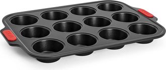 Woll Bakeware Muffinform für 12 Stück, mit hitzebeständigen Silikongriffen bis 230°C, PFAS-frei, zweilagige Antihaftbeschichtung, aluminisierter Stahl, sch