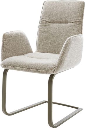 DELIFE Schwingstuhl Vinja-Flex Freischwinger flach Effektfinish Titan Webstoff Soft Beige