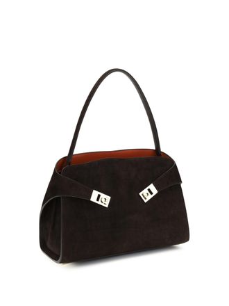 Ferragamo Womens Hug Soft Shoulder Bag Brown Patterned Dark Calf Leather Bos Taurus