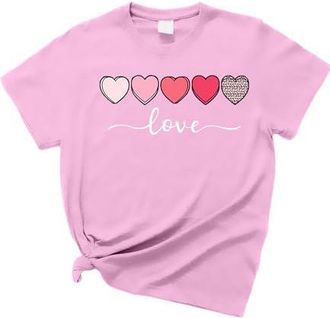 Generic T-shirt graphique pour femme pour la Saint-Valentin 2026, rose, XXL