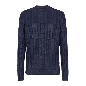 Fendi Blauer gerippter Pullover - - Knitwear - Herren - Blau - S