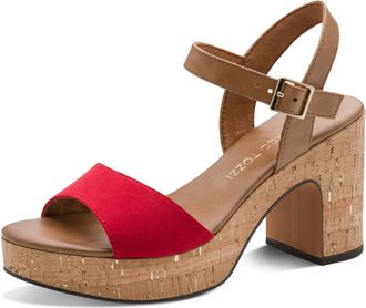 Marco Tozzi Damen Sandalen mit Absatz Plateausohle Verstellbarer Riemen, Rot (Red Comb), 40 EU