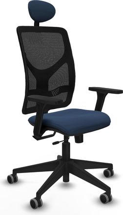 Piqueras y Crespo Kabinenstuhl mit 3D-Armen, h&ouml;henverstellbarer Lendenwirbelst&uuml;tze und festem Kopfteil, ausgestattet mit Syncro/Traslack und Schneideschaum, Schwarz/Mar