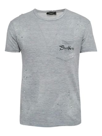 Dsquared2 t-shirt &agrave; effet us&eacute; - Gris