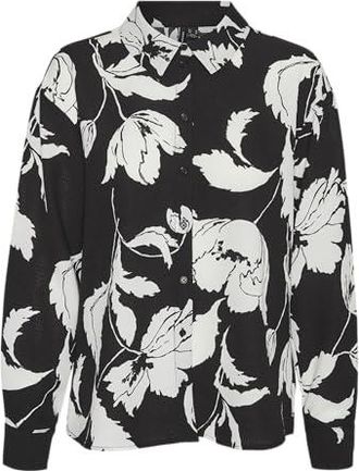 Vero Moda Vmmacha T-Shirt L/S WVN GA Chemise, Noir/myra, L Femmes