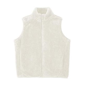 Generic Femmes Grand Automne/Hiver Casual L&acirc;che Sans Manches Col Montant Chaud Corail Velours Gilet Manteau Long Down Vest Femmes, blanc, XXL