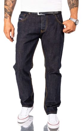 Rock Creek Herren Jeans Hose Comfort Fit Jeans Herrenjeans Herrenhose Denim Stonewashed Basic Weites Bein Raw RC-2165 Dunkelblau W32 L30