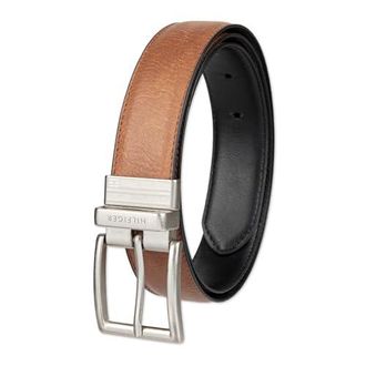 Tommy Hilfiger Dress Reversible Belt with Polished Nickel Buckle Ceinture, Cognac/Noir, 42 Homme