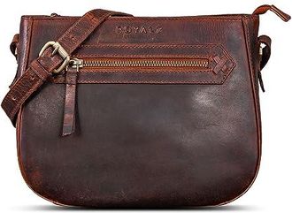 Royalz Cheyenne Petit sac à main femme moderne en cuir véritable, Couleur:Marron Cognac Roma