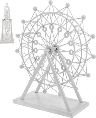 Valiclud Vintage Metall Ferris Wheel Modell Kreatives Tischornament für Wohnzimmer und Büro Kleine Weiße Dekoration Stilvolle Skulptur für Haus Schreibtisch un