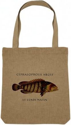 Fabulous Sac Shopping Tote Bag Aspect Lin - Cephalopholis Argus le lundi matin Planche Biologie Illustration - Sac de Courses Toile Epaisse 360g Beige Naturel 