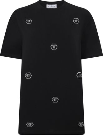Philipp Plein Man Fit T-Shirt Mini Monogram Crystal Monogram