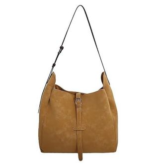 Generic Sac &agrave; bandouli&egrave;re r&eacute;tro en cuir synth&eacute;tique avec sangle r&eacute;glable pour femme, travail, shopping, voyage, quotidien, marron clair, 13.39*5.12*10.24inch