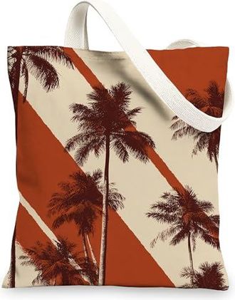 Generic Sacs fourre-tout en toile tropicale, motif palmier chic, sacs de courses réutilisables, sacs de courses modernes, rétro, légers, lavables à bandoulièr