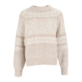 PESERICO Pull en maille textur&eacute;e douce &agrave; rayures - Femme - Pulls - Beige - Taille: 44 FR