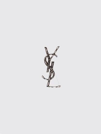 Saint Laurent Broche en laiton chrom&eacute; avec monogramme YSL