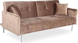 Menzzo Schlafsofa Carla, 3-Sitzer, Velours, Taupe