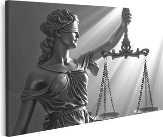 Islandburner Bild auf Leinwand Justitia Statue mit Waage und Lichtstrahlen Bilder Wandbilder Poster