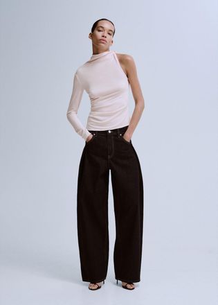 Mango T-shirt manche longue asym&eacute;trique rose p&acirc;le - Femme - XS - MANGO