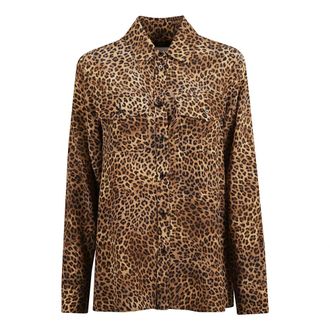 Max Mara Femme, Blouses et Chemises, Brun, Taille: 34 FR Chemise en cr&ecirc;pe de Chine en soie