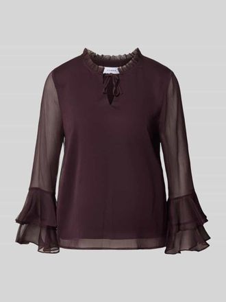 Comma Semitransparente Regular Fit Bluse mit Schn&uuml;rung