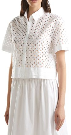 Benetton Damen Camicia 58bhdq08b Hemd, Weiß, Large