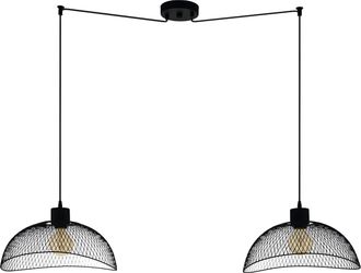 Eglo Pendelleuchte Pompeya, 2 flammige Hängelampe Vintage, Industrial, Retro, Hängeleuchte aus Stahl, Esstischlampe, Wohnzimmerlampe hängend in Schwarz, E2