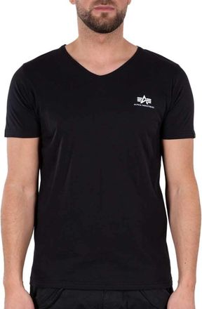 Alpha Industries Herren Basic V-Neck T Small Logo T-Shirt, Black, XL
