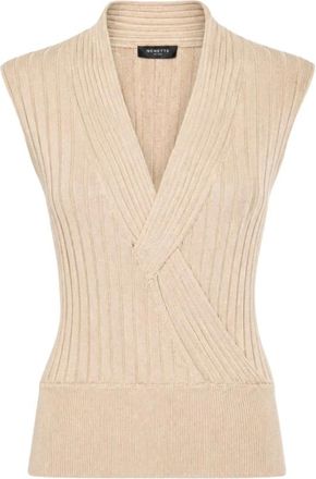 Nenette Femme, Pulls, Brun, Taille: 40 FR Haut en maille sans manches &agrave; col en V crois&eacute;