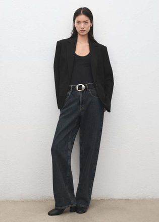 Mango Gerader Blazer mit Taschen und Revers schwarz - Damen - 2XL - MANGO