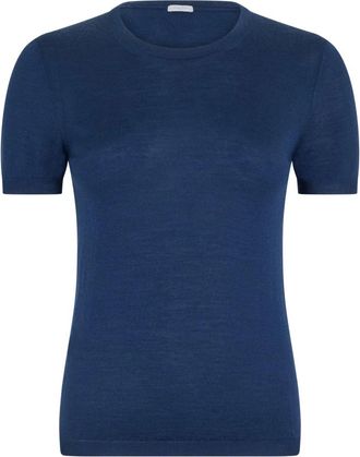 Malo Femme, Pulls, Bleu, Taille: 42 FR Pull ras du cou en cachemire et soie