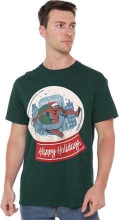 MARVEL Unisex-T-Shirt, Motiv: Marvel Spiderman, Retro, New York, Frohe Feiertage, J&auml;gergr&uuml;n, Hunter Green, XXL