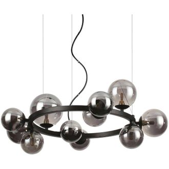 Ideal Lux Ideal Lux - perlage Plafonnier rond &agrave; 11 lumi&egrave;res avec globe noir