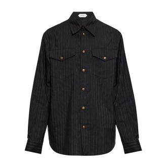 Versace Homme, Chemises, Noir, Taille: 2XL Chemise Regular en Coton-Soie Jacquard