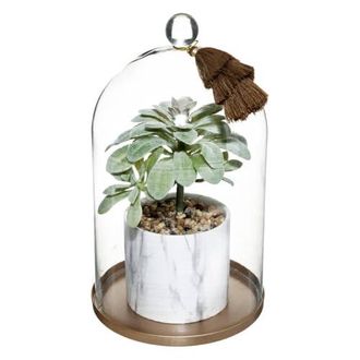 Atmosphera Atmosphera - Plante Artificielle &agrave; Suspendre avec Cloche Suite - m&eacute;tal - H25 cm