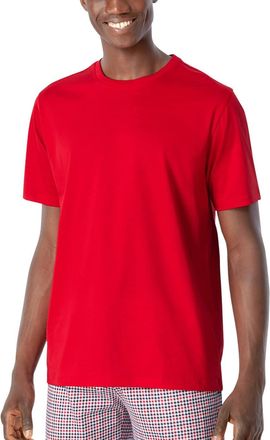 Schiesser Herren Schlafshirt Kurzarm Rundhals - Mix + Relax Pyjamaoberteil, Rot_178940, 48 EU
