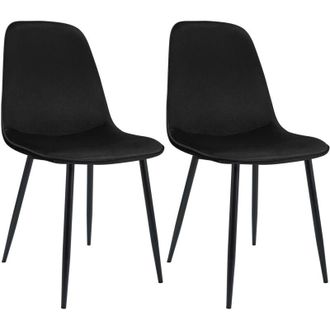 Clp Lot de 2 chaises de salle &agrave; manger Maryam Noir Velours