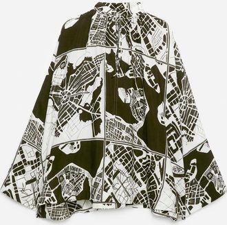Arket Bluse Mit Raffung Und Stockholm-Print -Grün