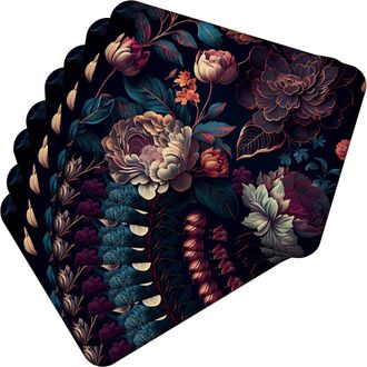 MG Design Set aus 8 Kork-Platzsets - Flowers 3 - 30 x 40 cm - hitzebeständig & abwischbar, mit Korkrückseite