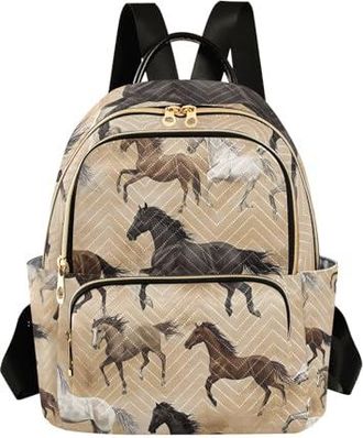 Mnsruu Mini sac à dos pour femme - Motif chevaux au galop - Petit sac à dos tendance - Sac à dos décontracté, Multi1108, M