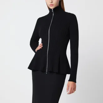 Alaia Black zip-up cardigan in wool blend