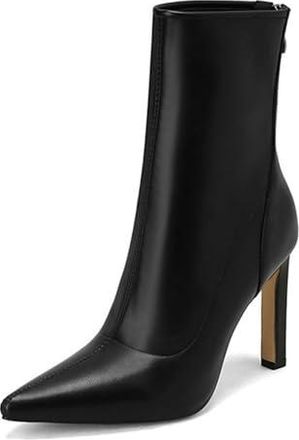 Generic Bottines dhiver minimalistes pour femme avec fermeture éclair et bout pointu et talon haut, chaussures légères et élégantes, Noir, 40.5 EU