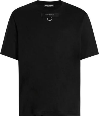 Dolce & Gabbana T-Shirt mit Rundhalsausschnitt und Metalldetail - - Tops - Herren - Schwarzk - M