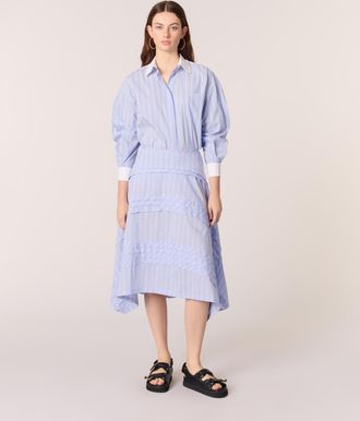 Maje Jupe Longue En Coton &Agrave; Rayures - Rayures Bleu Clair - Taille 40 - Maje
