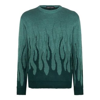Vision Of Super Jacquard Flames Pullover Gr&uuml;n - - Knitwear - Herren - Gr&uuml;n - XL