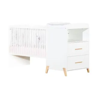Les Tendances Les Tendances - Lit Combin&eacute; Evolutif 120x60 en 90x190 en bois blanc