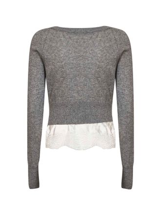 Ermanno Scervino Womens Cardigan, Cropped Cashmere, Grey Cardigans Sweater