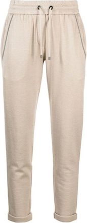 Brunello Cucinelli Femme, Pantalons, Beige, Taille: 42 FR Drawstring Waist Pantalons